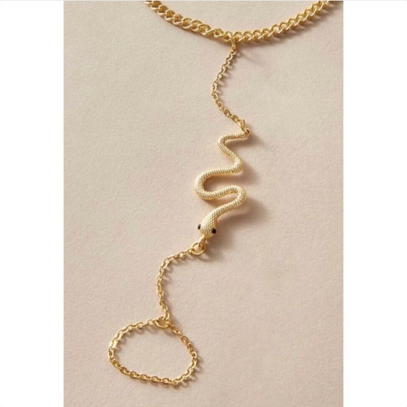 Jewelry | Gold Snake Ring Bracelet Hand Chain | Poshmark